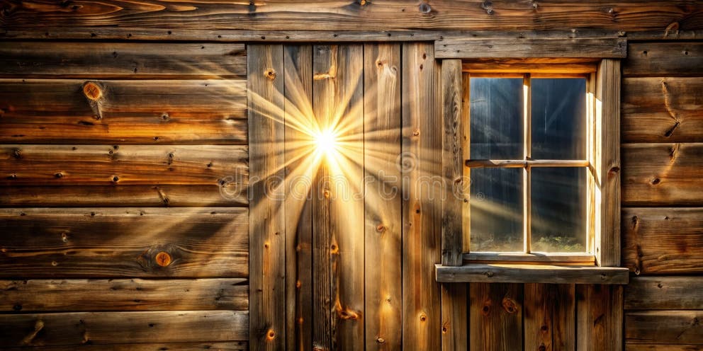 Rustic Wooden Wall with Sun Rays Streaming through a Window Creating a ...