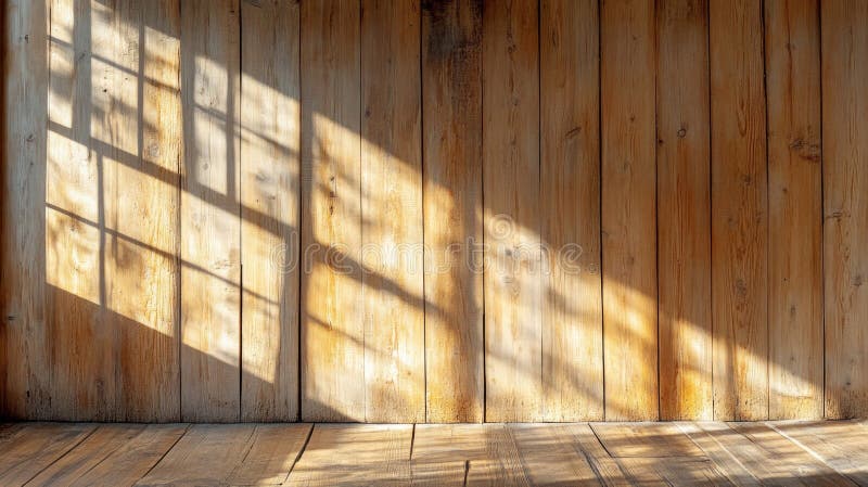 Rustic Wooden Wall with Sunlight and Shadow Patterns Stock Illustration ...