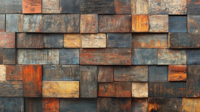 Rustic Wooden Wall Texture Background with Colorful Blocks Stock ...