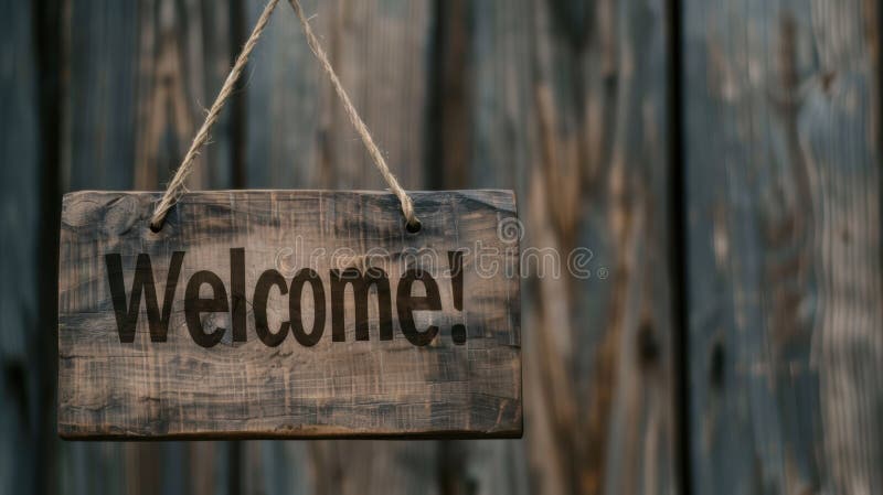 Rustic wooden welcome sign stock illustration. Illustration of ...