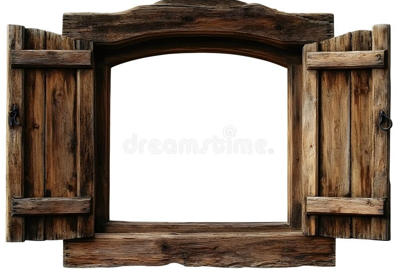 Rustic Wooden Window Frame with Shutters Vintage Style Architecture and ...