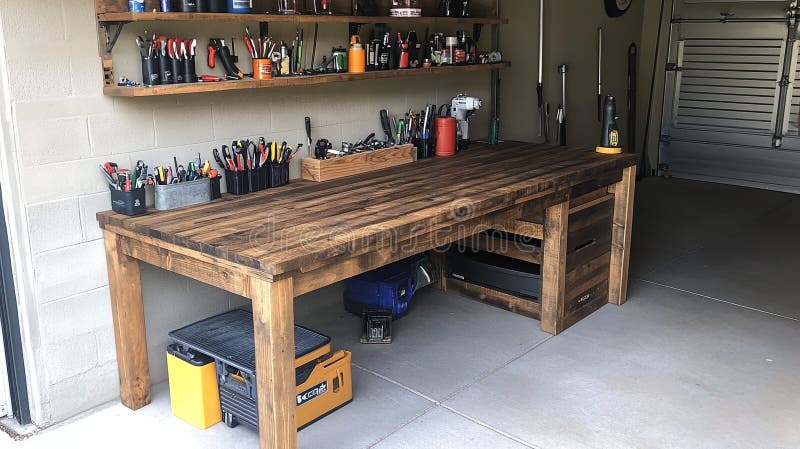 Rustic Workbench Garage Tools Hardware Organized Stock Photos - Free ...
