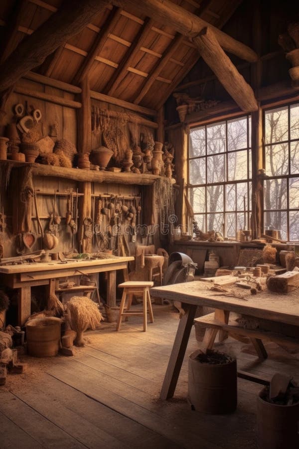 Rustic Workshop with Woodworking Tools Stock Illustration ... Rustic Workshop with Woodworking Tools Stock Illustration ...