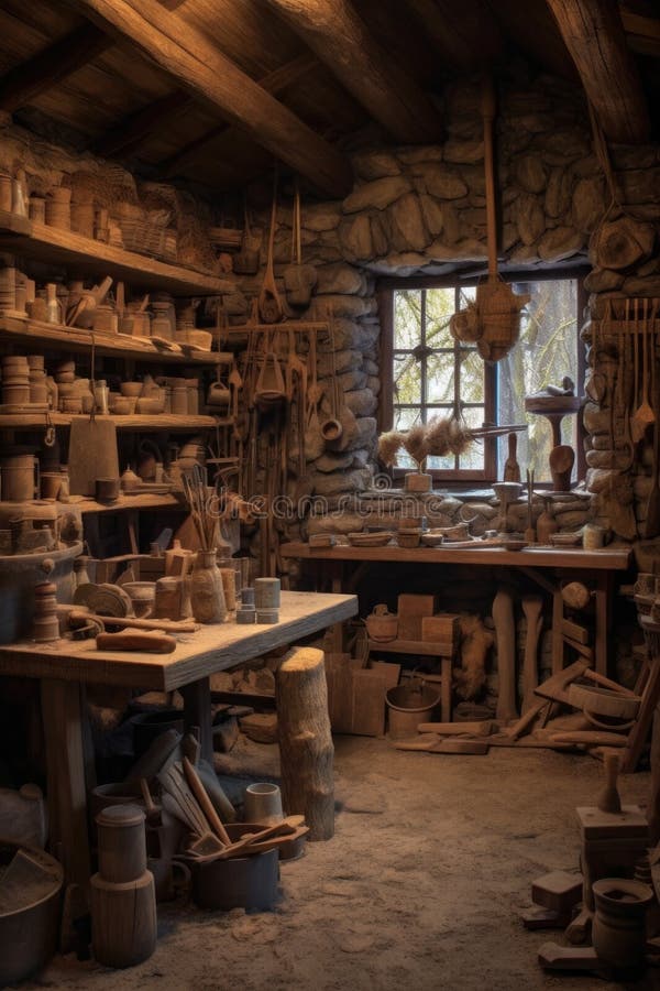 Rustic Workshop with Woodworking Tools Stock Illustration ... Rustic Workshop with Woodworking Tools Stock Illustration ...
