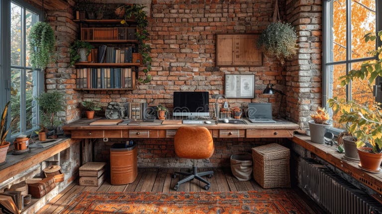 Rustic Workspace Ambiance stock illustration. Illustration of ...
