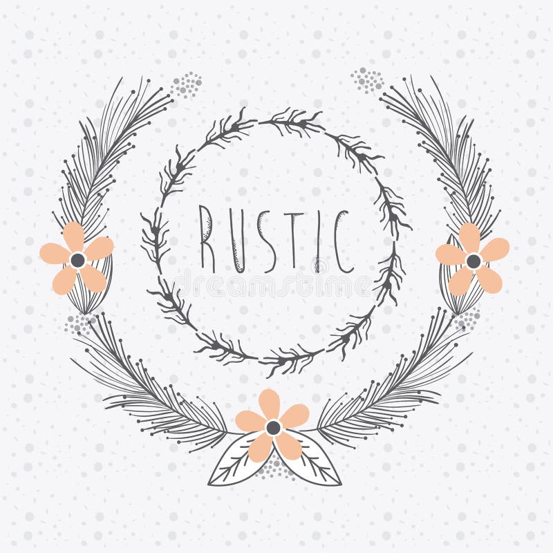 Rustic wreath hand drawn stock vector. Illustration of element - 109535411