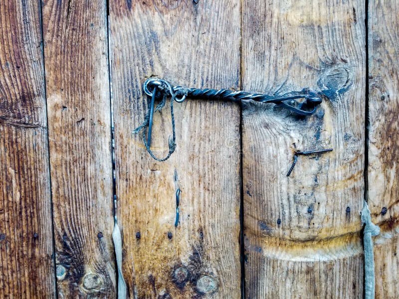 Old Rustic Wooden Door Latch. Stock Photo - Image of handle, pioneer ...