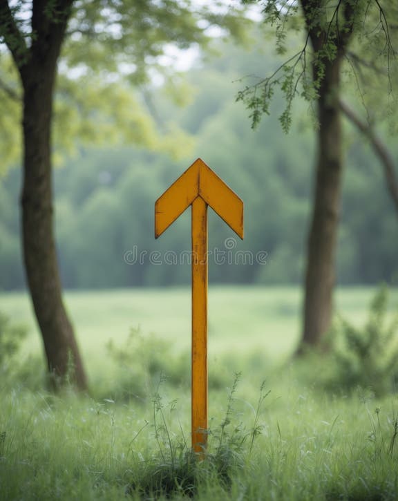 Rustic Yellow Arrow Sign in Natural Setting Stock Image - Image of ...