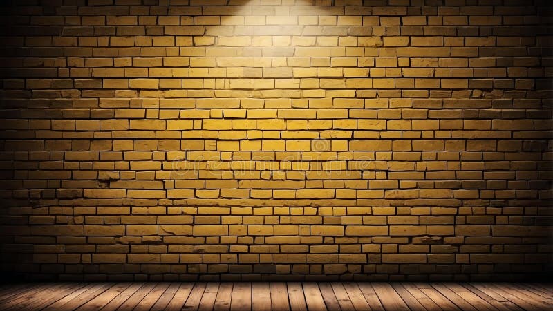 Rustic Yellow Brick Wall with Spotlight Backgrou Ai Generated Stock ...