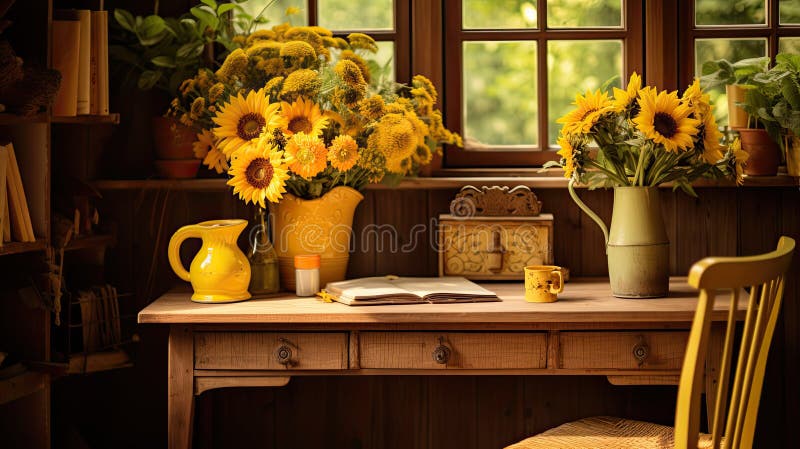Rustic yellow desktop stock illustration. Illustration of ambiance ...