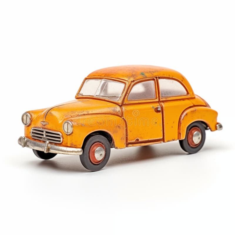 Rustic Yellow Toy Car with Classic Design and Nostalgic Appeal on White ...