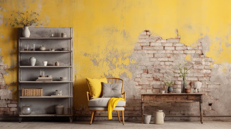 Rustic yellow wall texture stock illustration. Illustration of paint ...