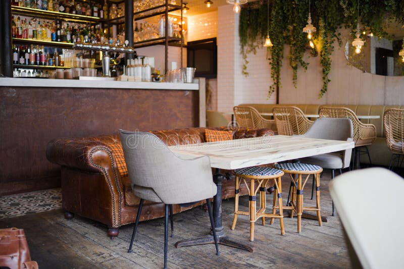 Rustical Modern Bar Interior in a Restaurant Stock Photo - Image of ...