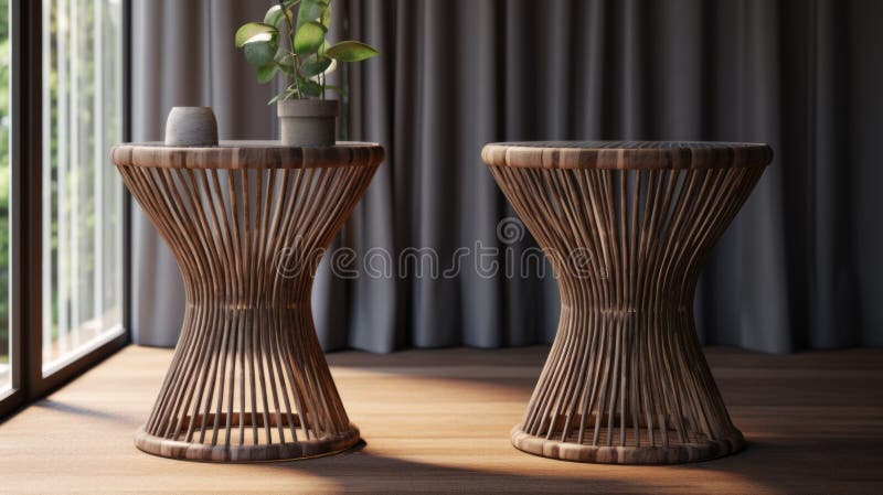 Rusticcore Rattan Side Tables: Zen-inspired 3d Rendered Masterpieces ...