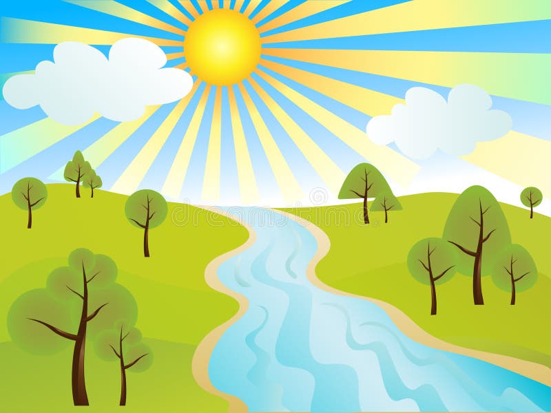 Rustig landschap vector illustratie. Illustration of zomer - 19630879