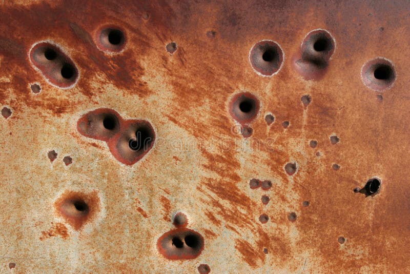 Rusting Bullet Holes Background Stock Image - Image of rusted, ammo: 243355