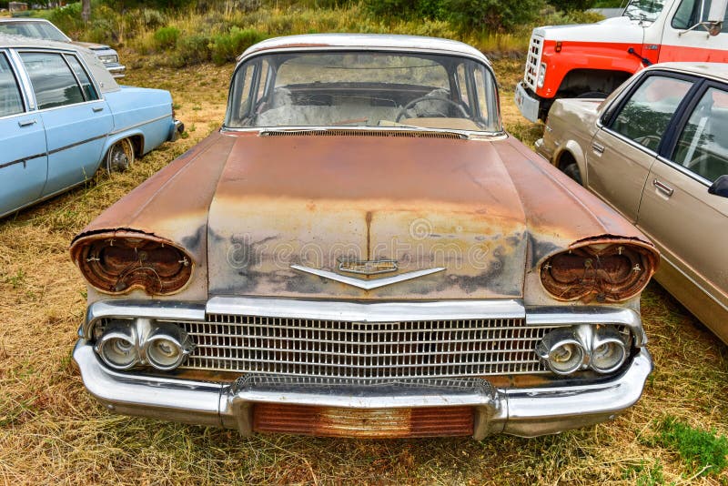 Rusting Car in Junk Yard editorial stock photo. Image of automobile ...