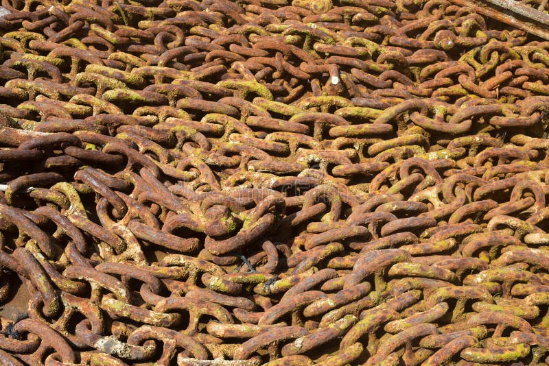 Rusting chains in harbour stock photo. Image of cornwall - 79323080