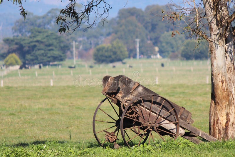 Rusting Farm Cart Against Tree Stock Photo - Image of deteriorated ...