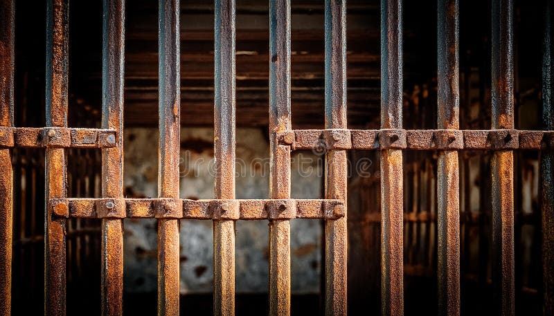 Rusting Metal Bars of Jail Cell. Prison Stock Illustration ...