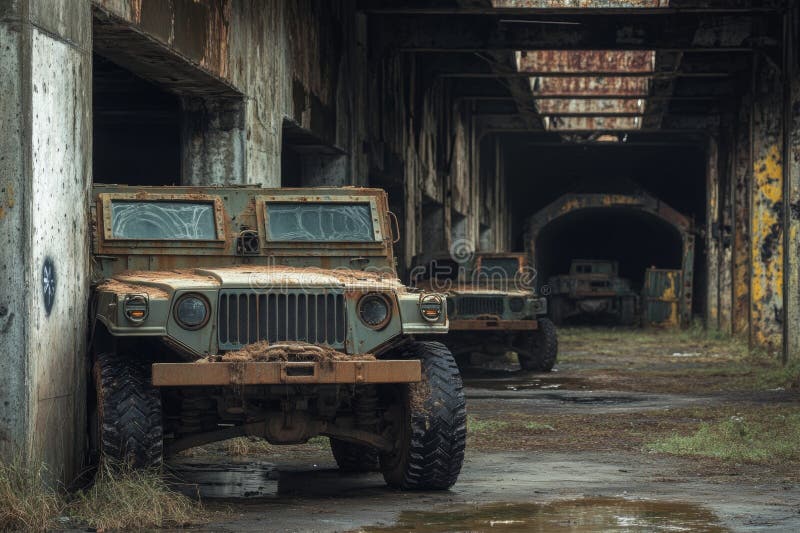 Rusting Military Vehicles are Scattered Throughout an Abandoned Base ...