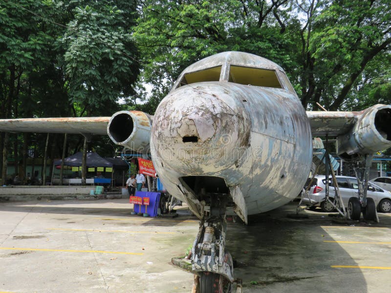 A Rusting Old Jet in a Car Park in Yangon Stock Photo - Image of nature ...