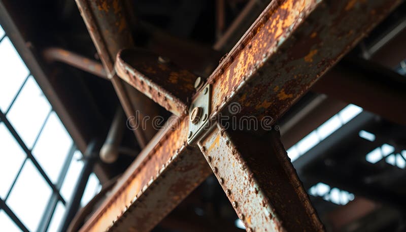 Rusting Steel Beams of Industrial Structure Under Sunlight Stock ...