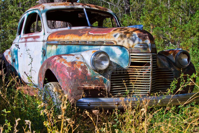 Rusting Vintage Car stock image. Image of metal, heap - 35467269