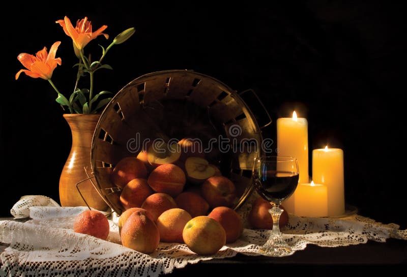 Ruston Peaches stock image. Image of vase, peaches, basket - 21052185