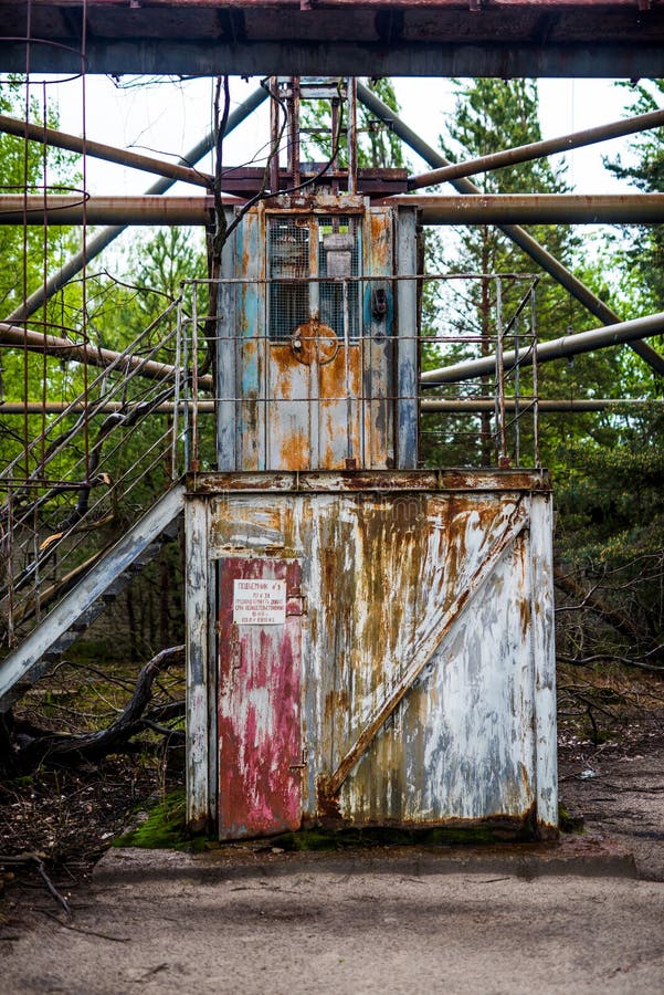 Rusty Abandoned Lift To the Top of Duga in Pripyat Stock Image - Image ...