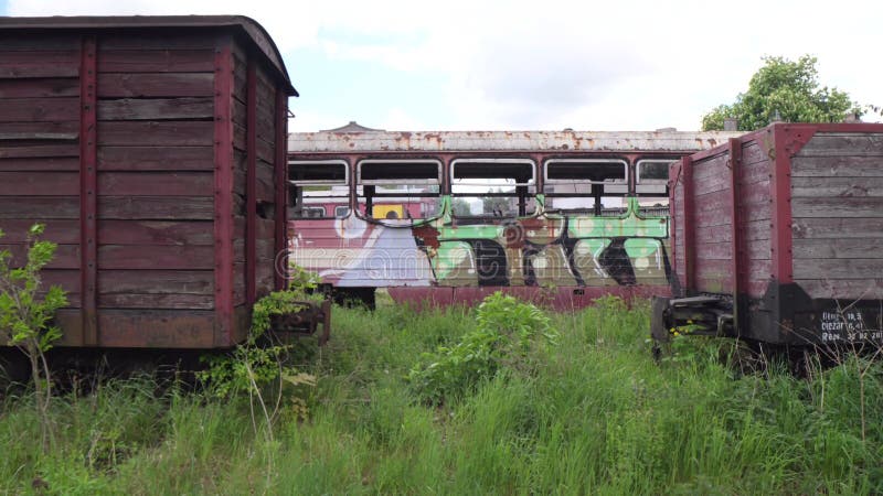 A Rusty Abandoned Train in an Overgrown Area. Life after the Apocalypse ...