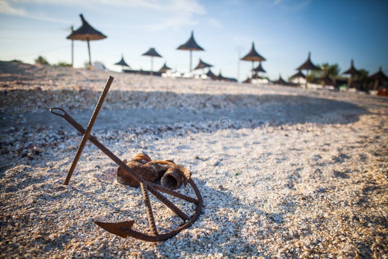 Rusty Anchor on a Sandy Beach Stock Image - Image of maritime, sand ...