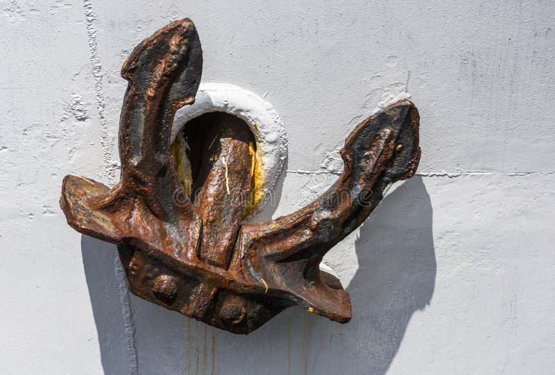 Rusty Anchor in Sun on Ship Stock Image - Image of marine, equipment ...
