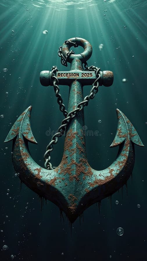 Rusty Anchor Underwater with Recession 2025 Sign Stock Photo - Image of ...