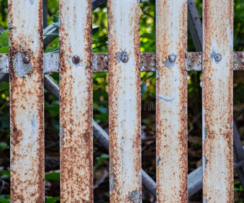 Rusty, antique metal fence stock image. Image of residence - 92427487
