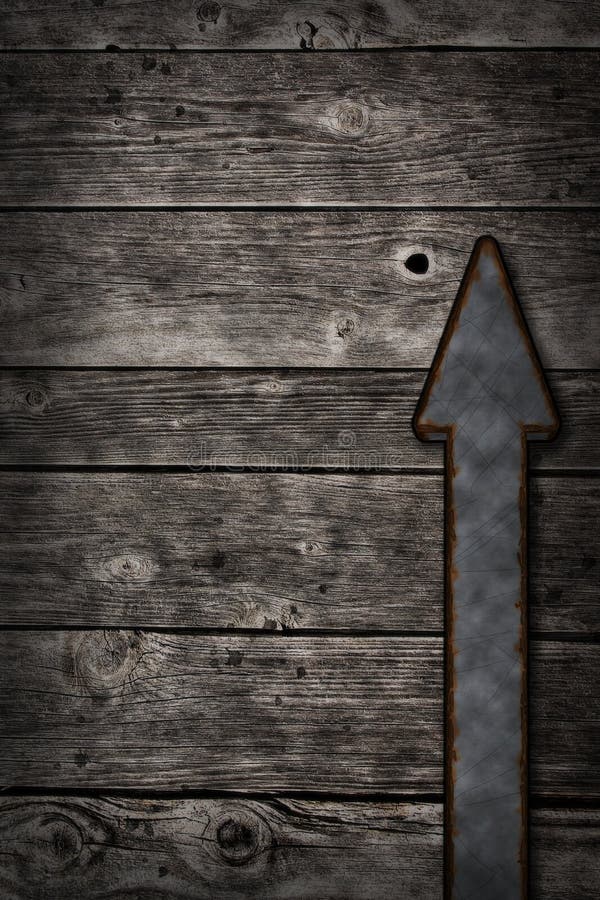Rusty Arrow on Wooden Background Stock Illustration - Illustration of ...