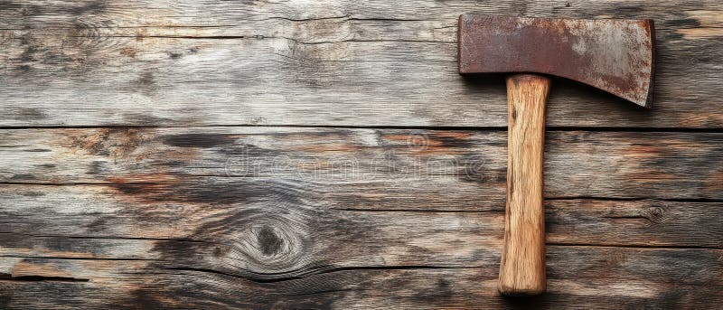 Rusty Axe Rests on a Wooden Surface Stock Image - Image of wooden ...