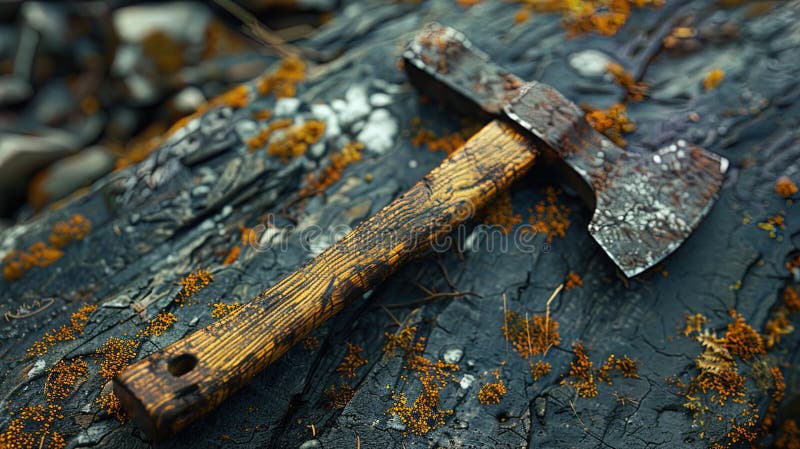 A Rusty Axe is Sitting on a Rock Stock Image - Image of hammer, vintage ...