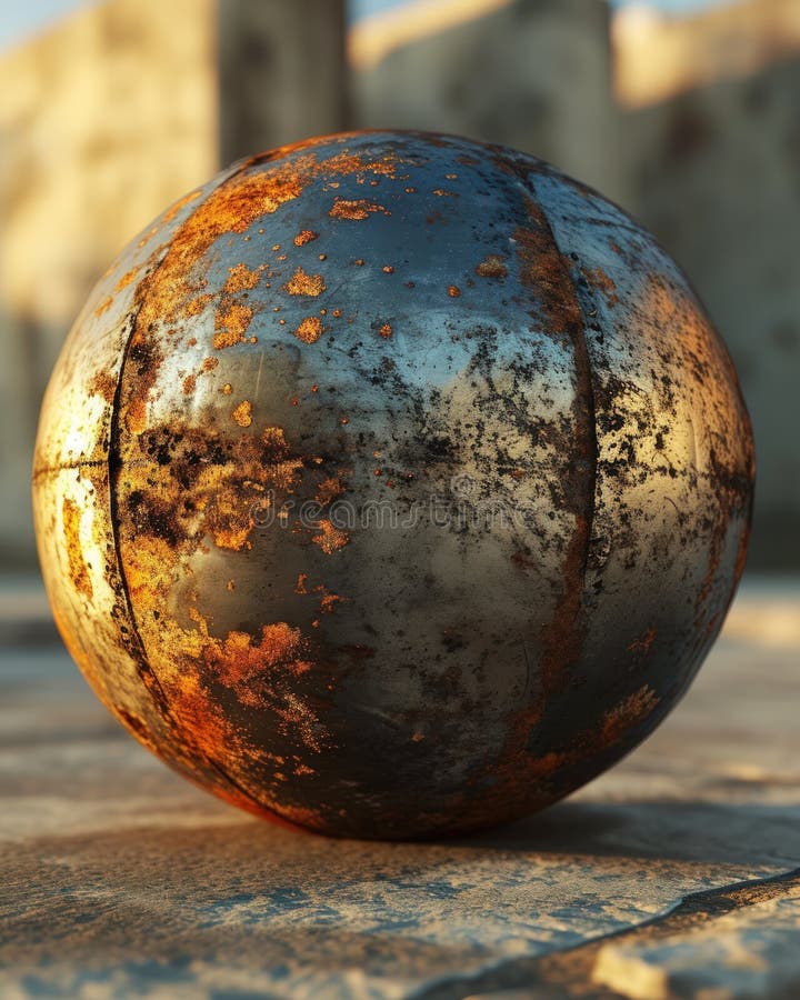 A Rusty Ball on a Stone Surface Stock Illustration - Illustration of ...