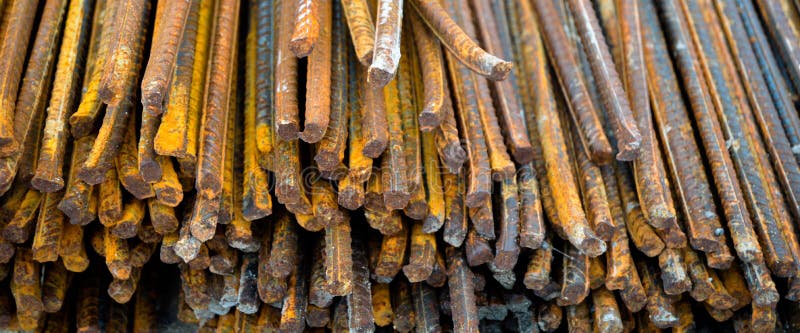 Rusty Bar Construction Iron in Bulk Stock Image - Image of engineering ...