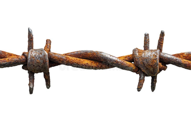 Rusty Barbed Wire Coiled and Wrapped Against a for Industrial Use Stock ...