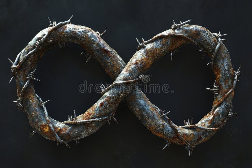 Rusty Barbed Wire Forming an Infinity Symbol, Representing Infinite ...