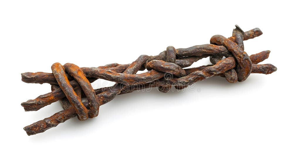Rusty Barbed Wire Twisted into a Knot Stock Illustration - Illustration ...