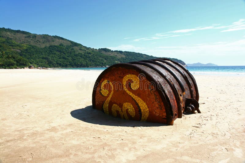 Rusty Barrel on the Beach stock image. Image of freedom - 3563207