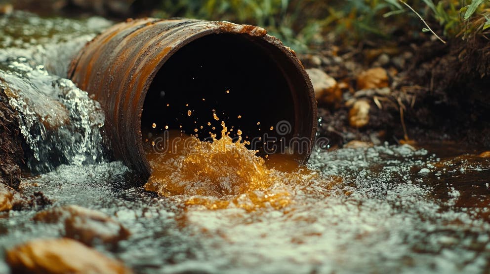 Rusty Barrel Spill Polluting Stream Stock Illustration - Illustration ...