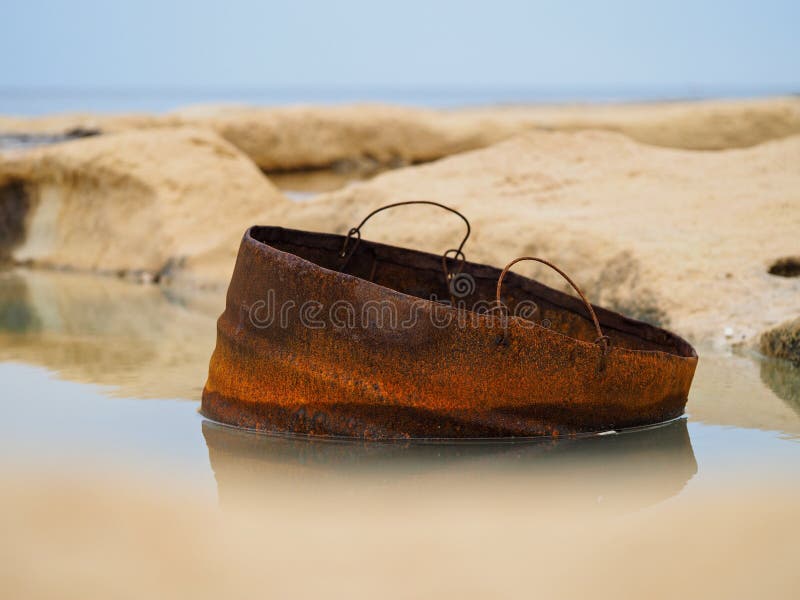 Rusty barrel in water stock photo. Image of fuel, dust - 97310518