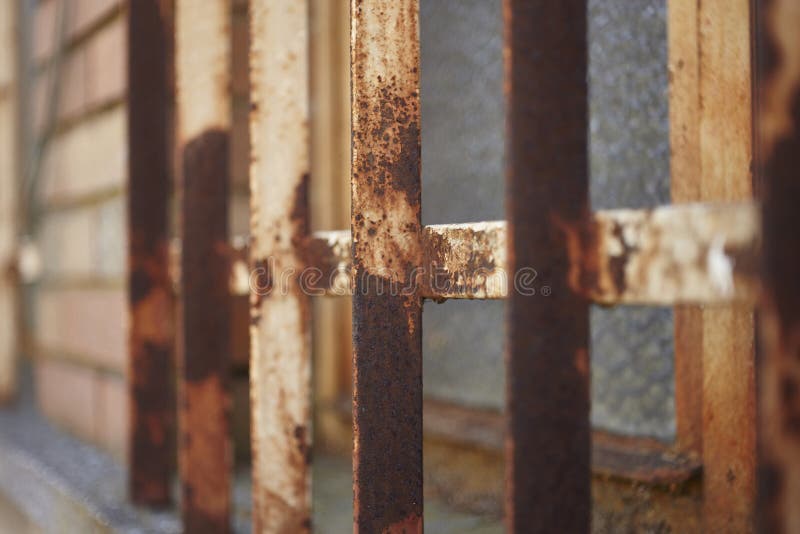 Detail of rusty iron bars stock image. Image of metal - 73508613