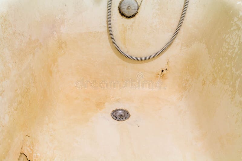 Rusty Old Bath with Peeling Enamel. Repair is Required Stock Photo ...