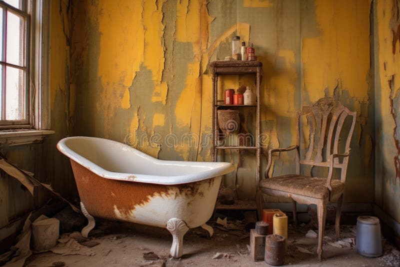 Rusty Bathtub Ring Stain on Vintage Cast Iron Tub Stock Image - Image ...