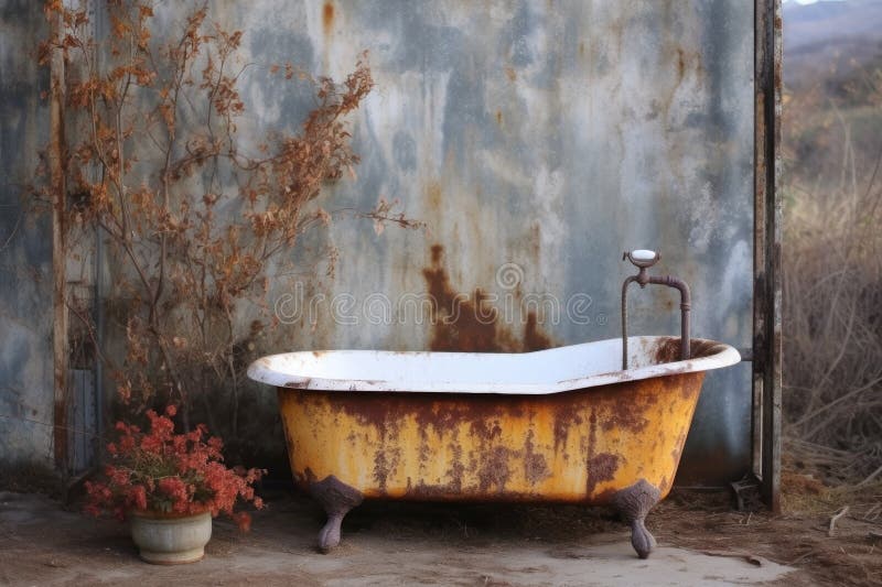 Rusty Bathtub Ring Stain on Vintage Cast Iron Tub Stock Illustration ...